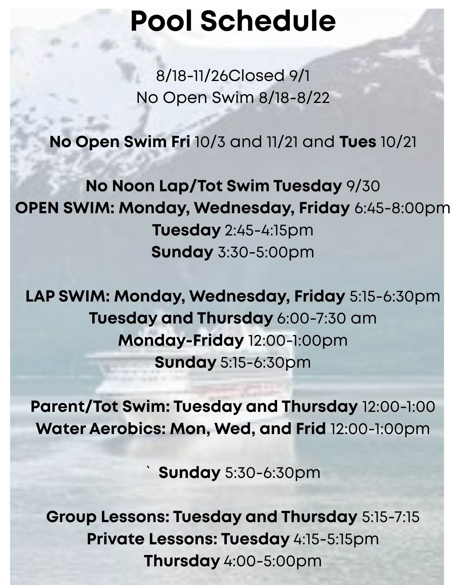 pool schedule – Homer Independent Press